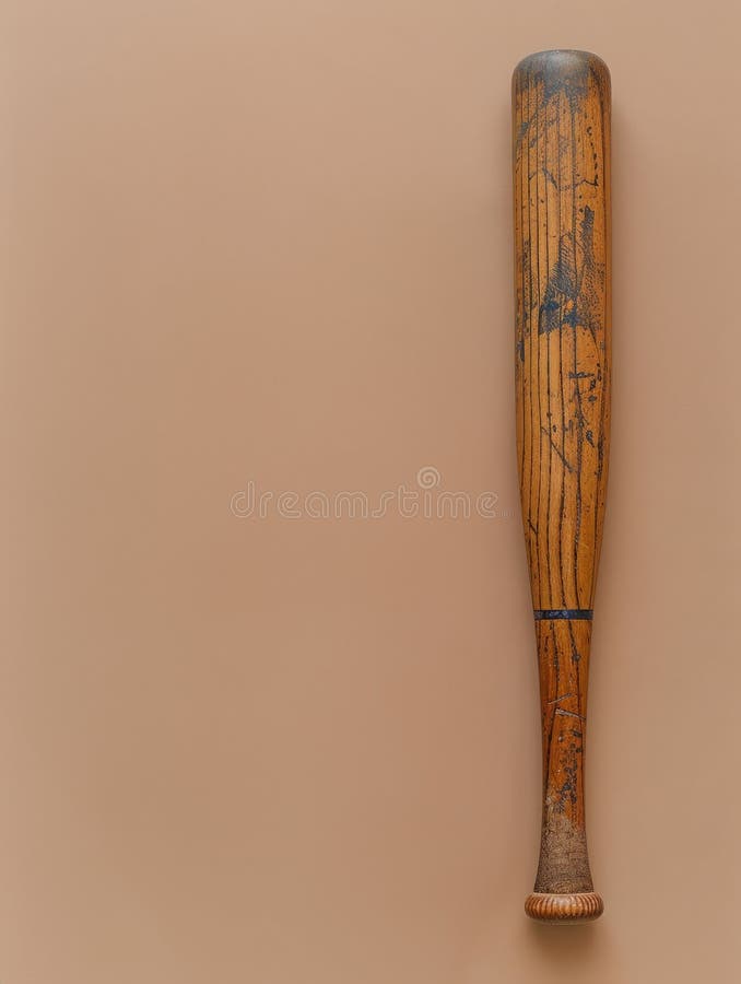 Old Wooden Baseball Bat Against a Plain Brown Background. Stock Image ...