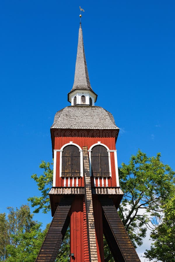 Old Wooden Belfry at the Blue Sky Stock Image - Image of rustic, bell ...