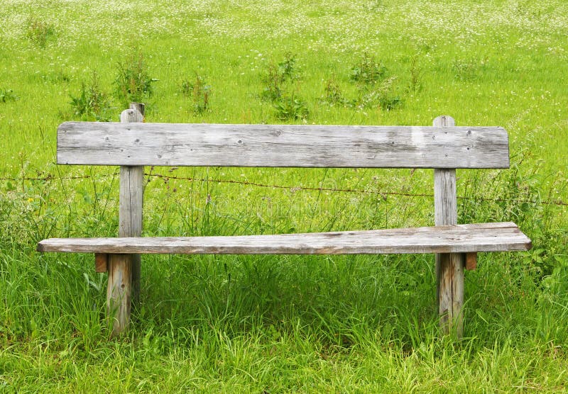 Old wooden bench stock image. Image of outside, grassland - 18392079