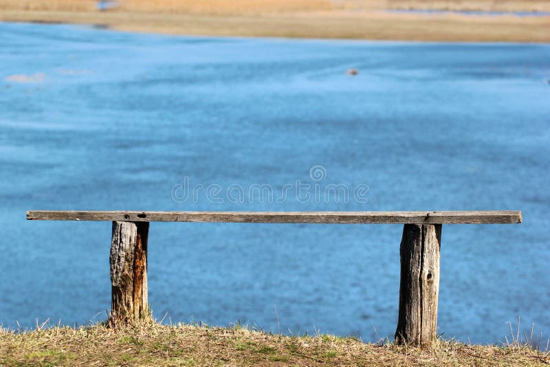 Old Wooden Bench Self-made from Tree Trunks Stock Photo - Image of ...