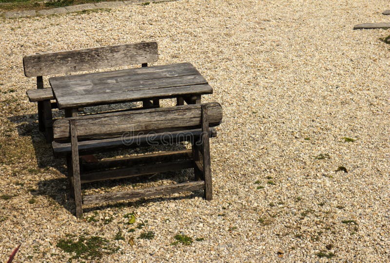 Old wooden bench and table stock image. Image of table - 68082571