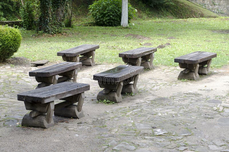 Old wooden benches stock image. Image of outside, color - 73747723
