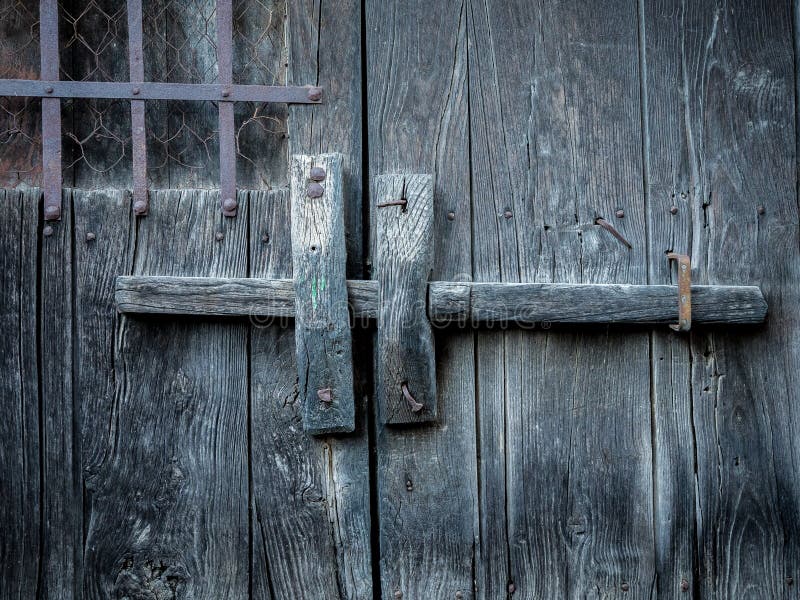 Old Wooden Black Gate Background Stock Image - Image of front ...