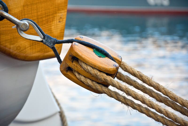 Old wooden block with rope stock image. Image of boat - 21040795