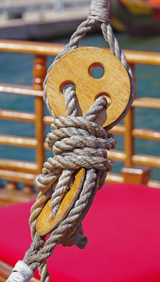 Old wooden block with rope stock image. Image of boat - 21040795