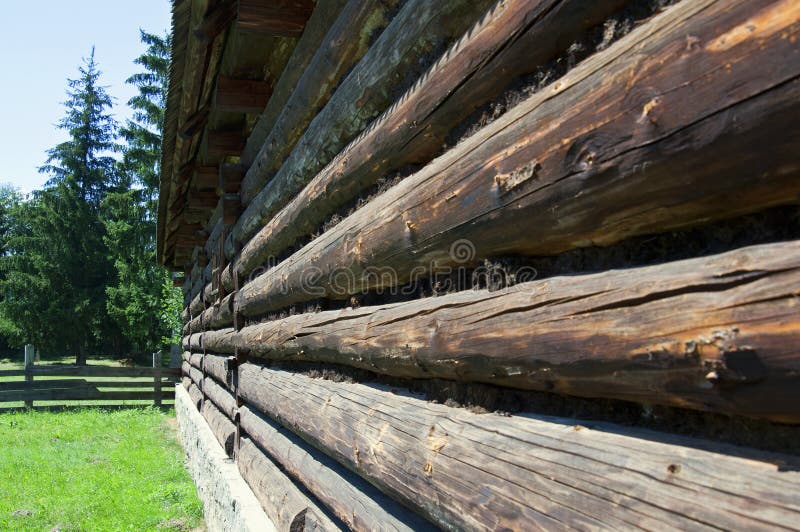 Old wooden blockhouse wall stock image. Image of europe - 72857423