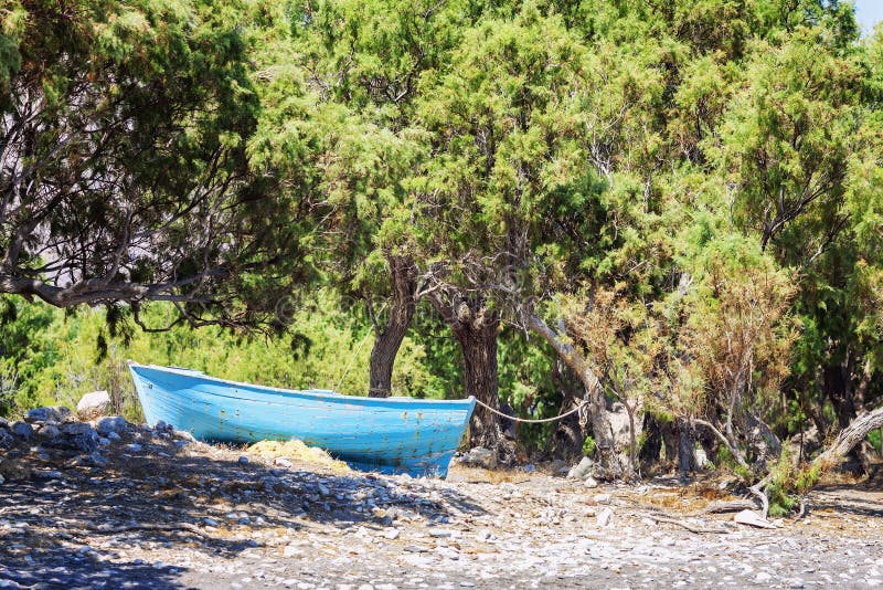 Old Wooden Boat on the Shore Stock Image - Image of landscape, shore ...