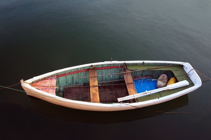Colorful Boat Reflections on Wavy Water Stock Photo - Image of ...