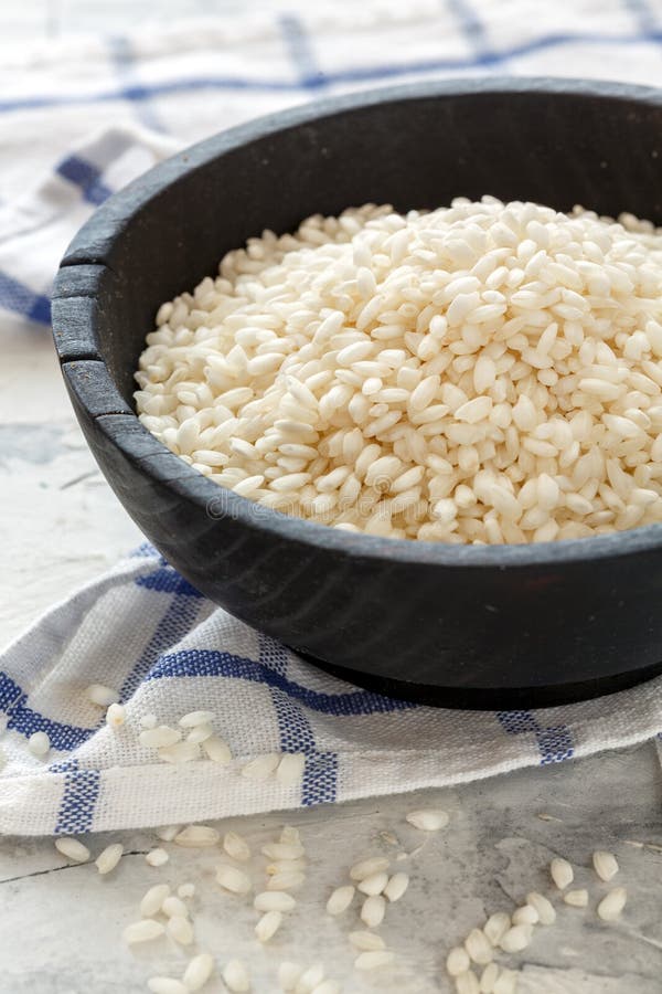 Round White Rice in a Wooden Bowl. Stock Image - Image of diet ...