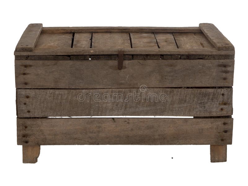 Old Wooden Box, Crate, Isolated on White. Upside Down, Empty. Stock ...