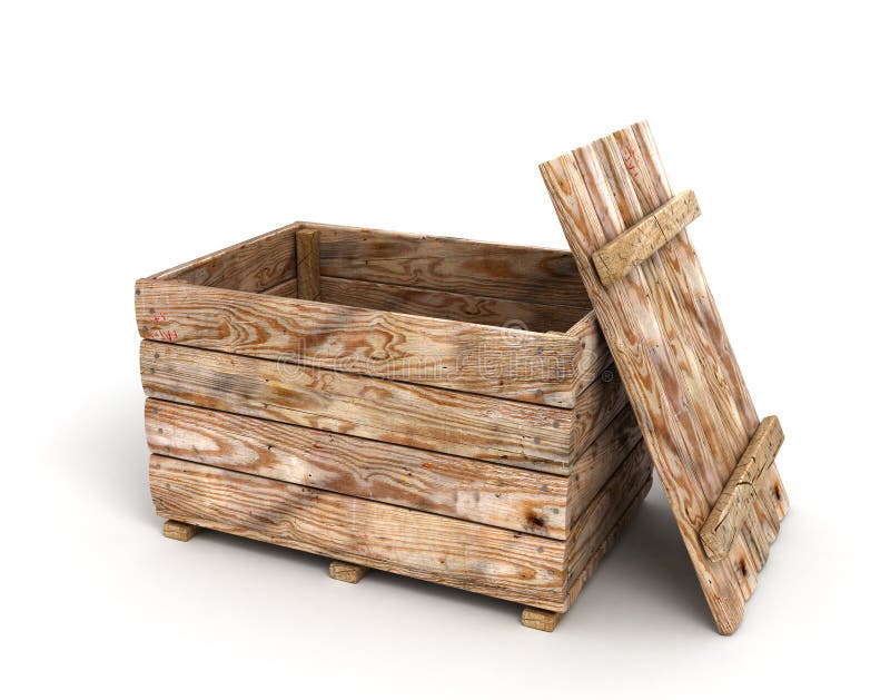 Old Wooden Box Isolated on White Background Stock Illustration ...