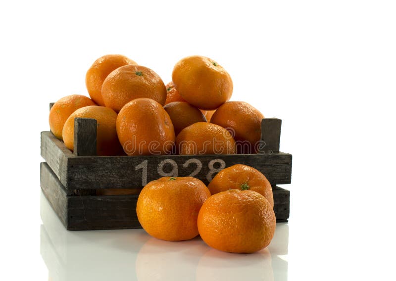 Old Wooden Box with Mandarines Stock Image - Image of fruit, healthy ...