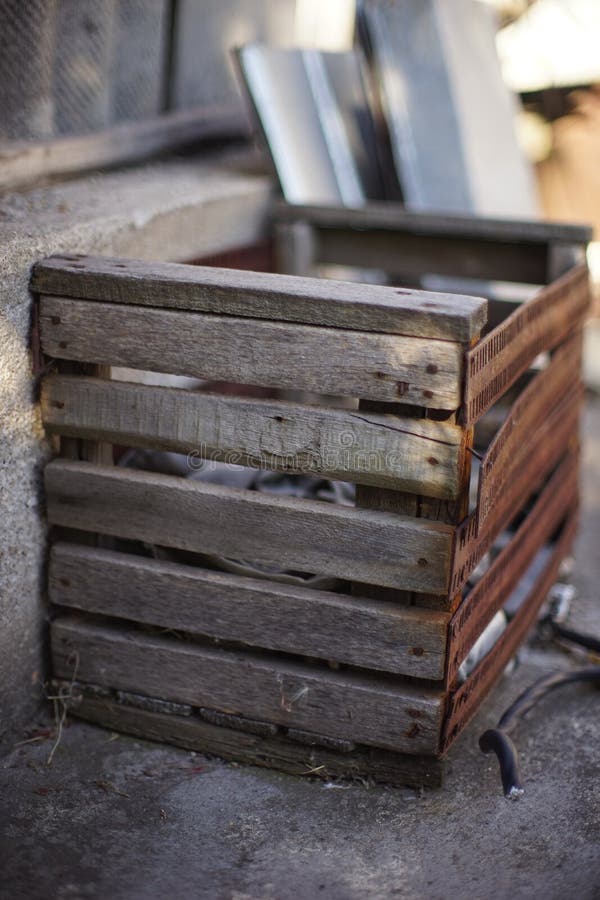Old Wooden Box with One Side Made of Rusty Metal Stock Photo - Image of ...
