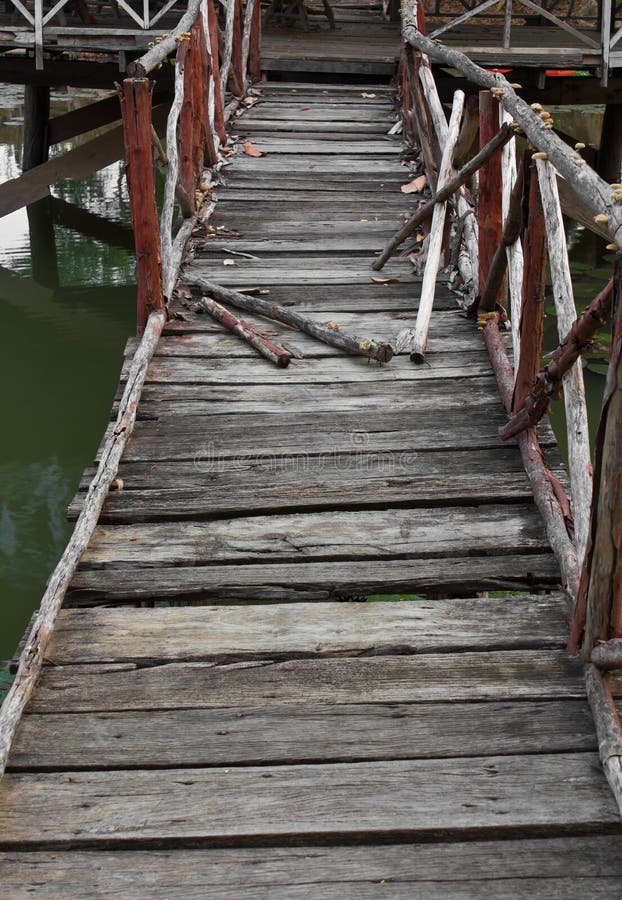 Old wooden bridge. stock photo. Image of broken, brown - 23865124