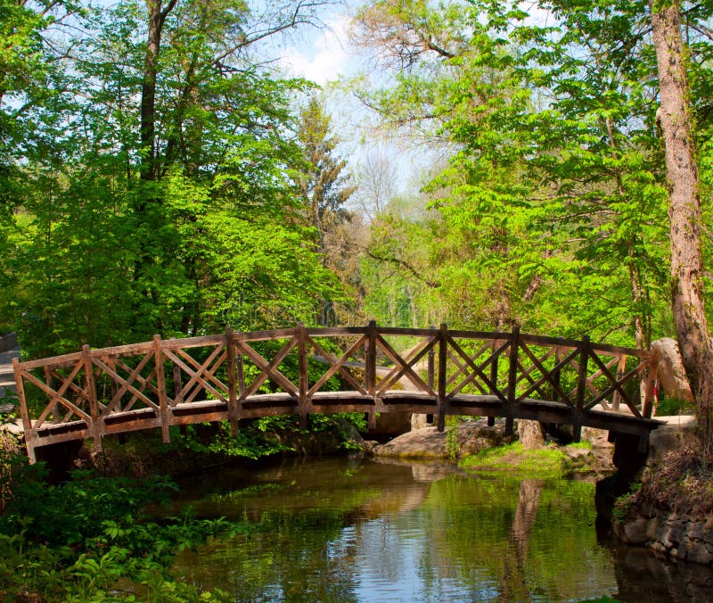 Old wooden bridge stock photo. Image of tranquil, green - 25507146