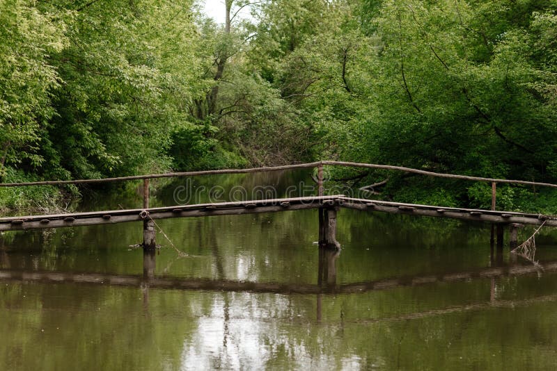 Old Wooden Bridge, Wooden Bridge Across a Small River, Bridge with ...