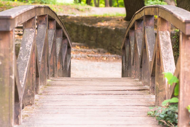 Old Wooden Bridge in Deep Forest Stock Image - Image of country, fresh ...