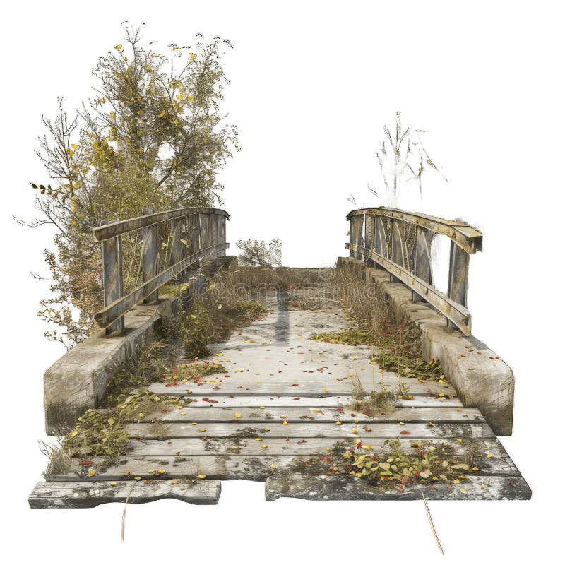 Old Wooden Bridge Falling Apart Covered in Weeds Stock Image ...
