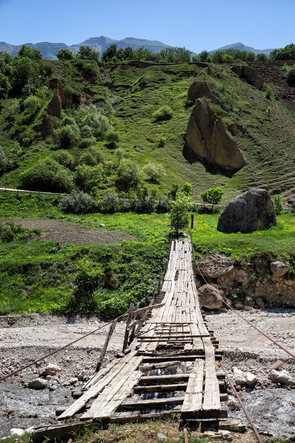 Old, Wooden Bridge in the Mountains of Dagestan Stock Image - Image of ...