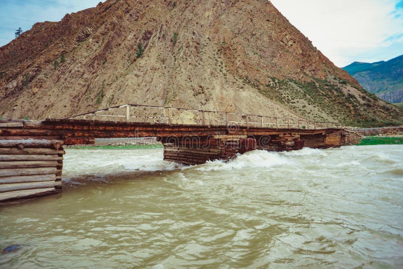 Old Wooden Bridge Over the River Stock Photo - Image of walkway, blue ...