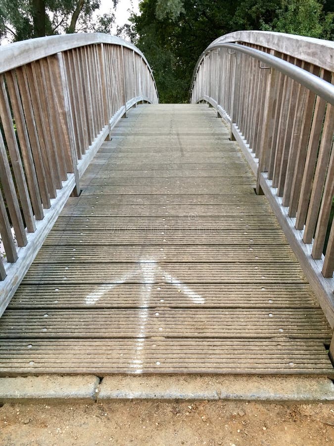 Old Wooden Bridge Over a Small River Stock Image - Image of park ...