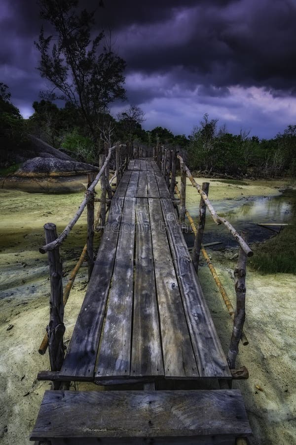 Old wooden bridge stock photo. Image of dramatic, stone - 131094582