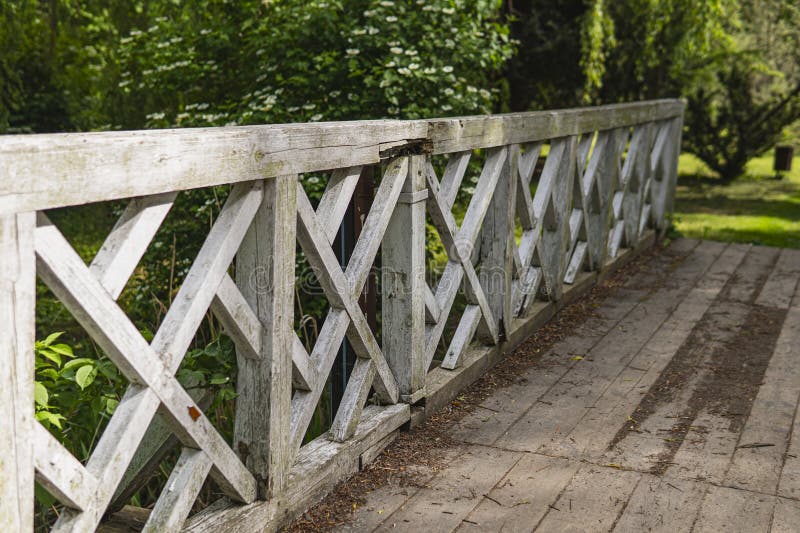 Old Wooden Bridge with White Painted Railings Editorial Photo - Image ...