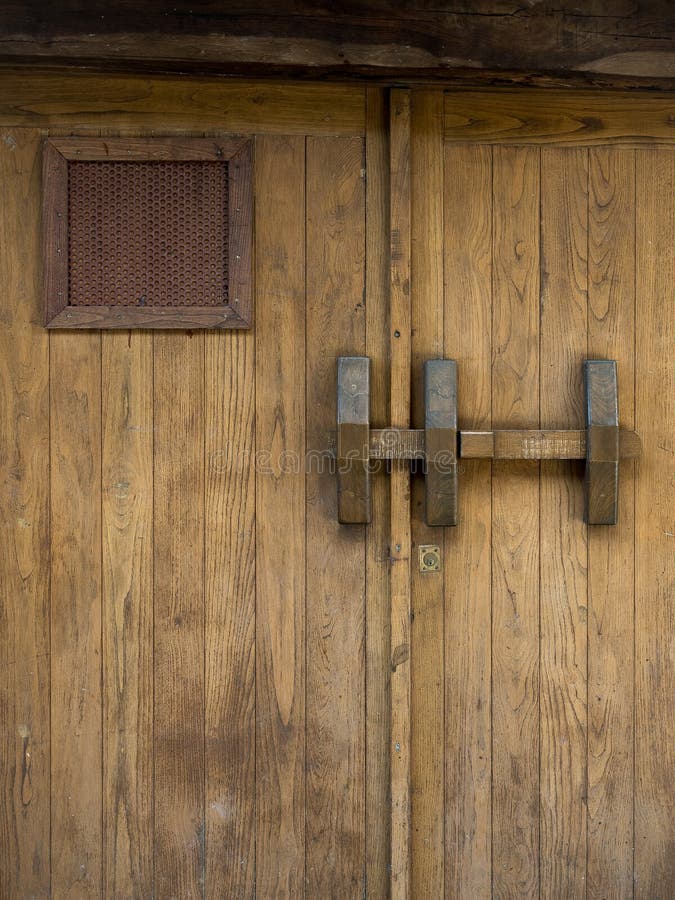 Old Wooden Brown and Rustic Gate with a Big Bolt Stock Image - Image of ...