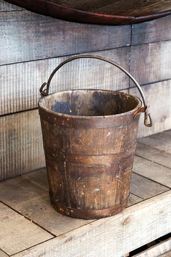 Old wooden bucket stock image. Image of farm, empty, wooden - 57935311