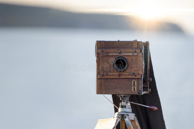 Old Wooden Camera. Old Camera on a Tripod Stock Photo - Image of studio ...