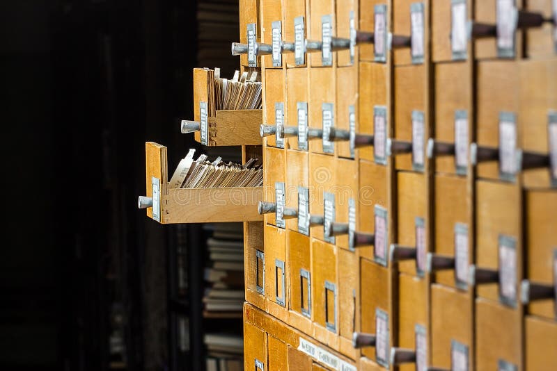 Old Wooden Card Catalog in the Archive Library Stock Image - Image of ...