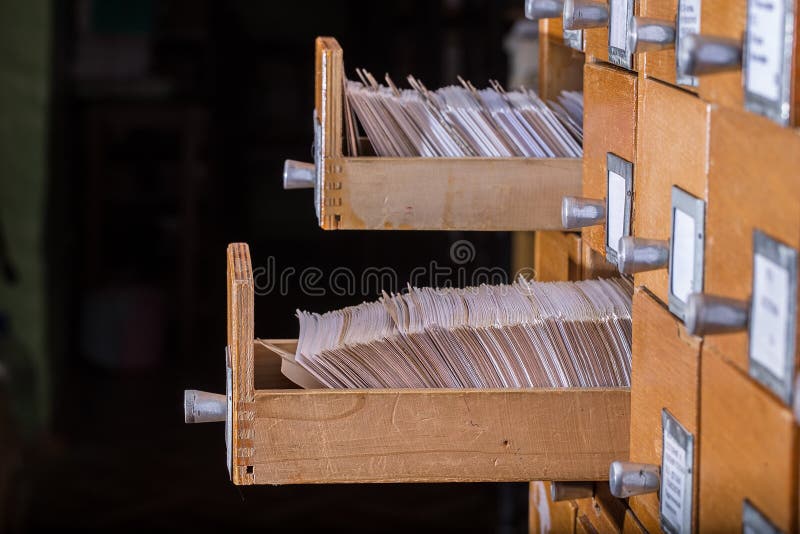 Library or Archive Reference Card Catalog. Database Concept. Stock ...