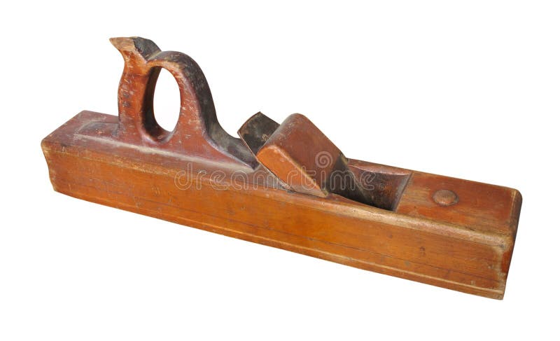 Old Wooden Carpenter Plane Isolated. Stock Photo - Image of handle ...