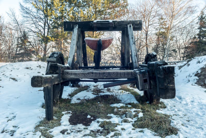 Old wooden catapult stock image. Image of wood, catapult - 66941711