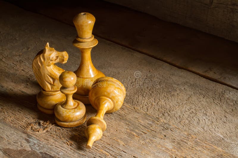 Old wooden chess pieces. stock photo. Image of objects - 274266488
