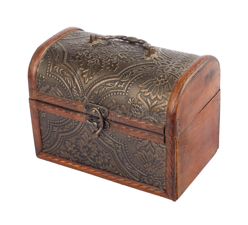 Old Treasure Chest Isolated Stock Image - Image of treasure, wooden ...