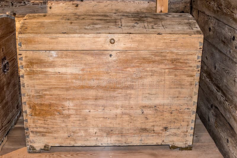 Old Wooden Chest Against Wooden Wall Stock Image - Image of safe, gift ...