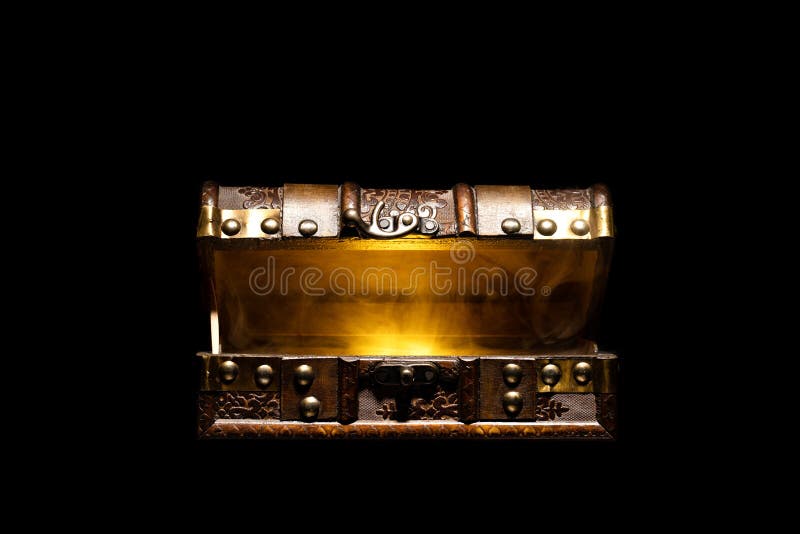 Old Wooden Chest with Smoke and Mystic Light Glow from Inside Stock ...