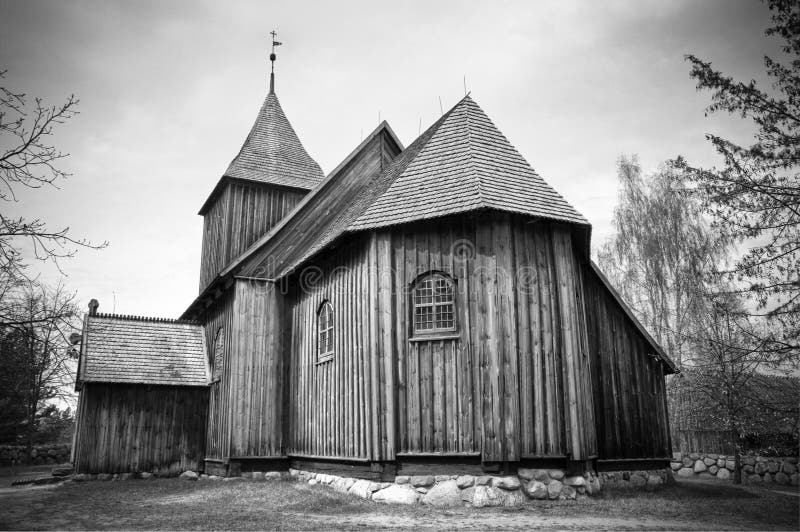 Old wooden church stock image. Image of outdoors, kashuby - 14300917