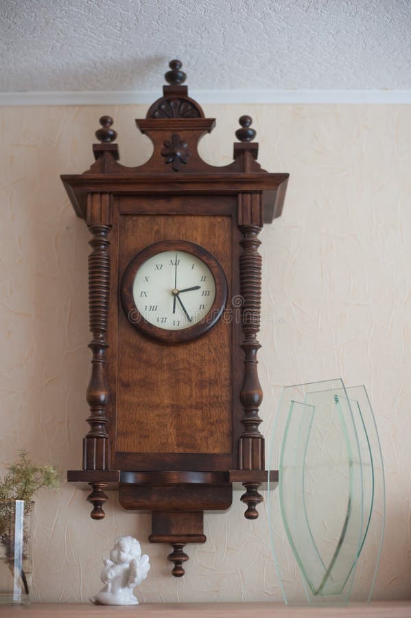 Old Wooden Clock on the Church Wall Stock Image - Image of design ...