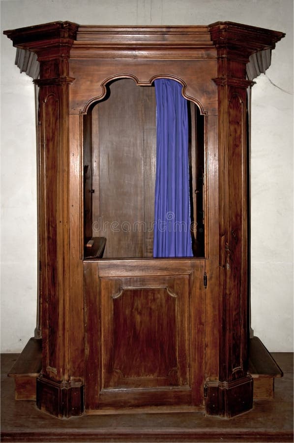 Old wooden confessional stock photo. Image of admission - 15054390