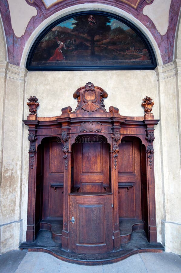 Traditional Confessional To Take Away His Sins Stock Image - Image of ...