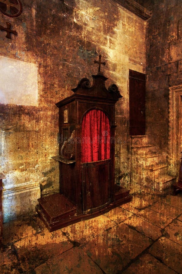 Old wooden confessional. stock image. Image of confessional - 23428587