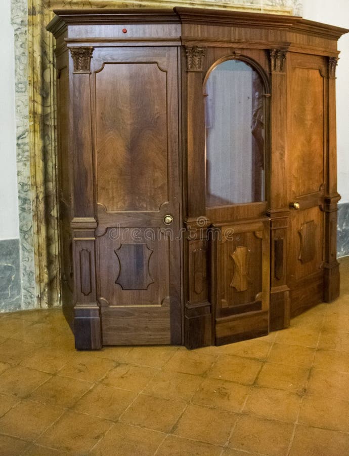 Old Door Of The Confessional Stock Image - Image of confession, church ...