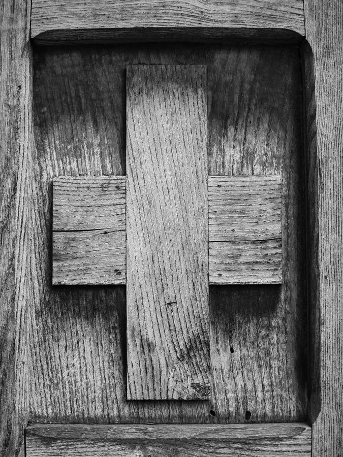 Old Wooden Cross on a Wooden Door Stock Photo - Image of color ...
