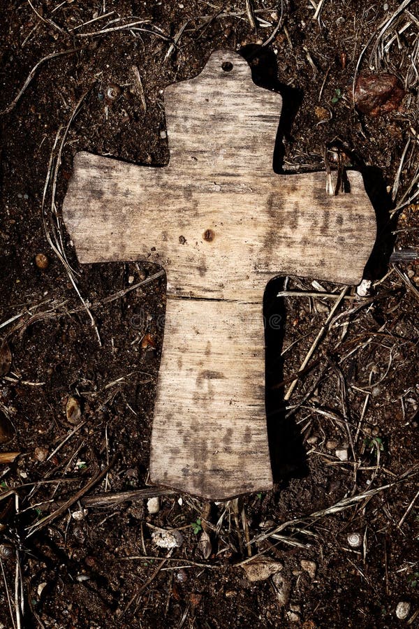 Old wooden cross stock image. Image of closeup, ground - 33078707