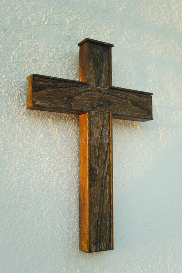 Old Wooden Cross on the White Wall Stock Photo - Image of christian ...