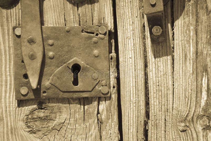 Old wooden door with bolt stock image. Image of decor - 79515049