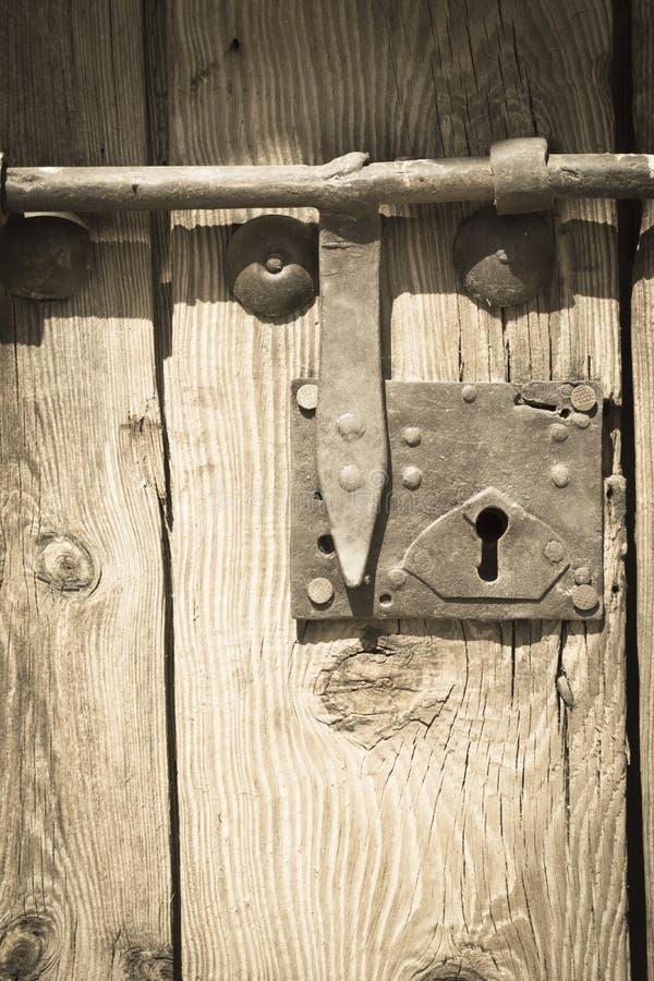 Old wooden door with bolt stock image. Image of europe - 79519463