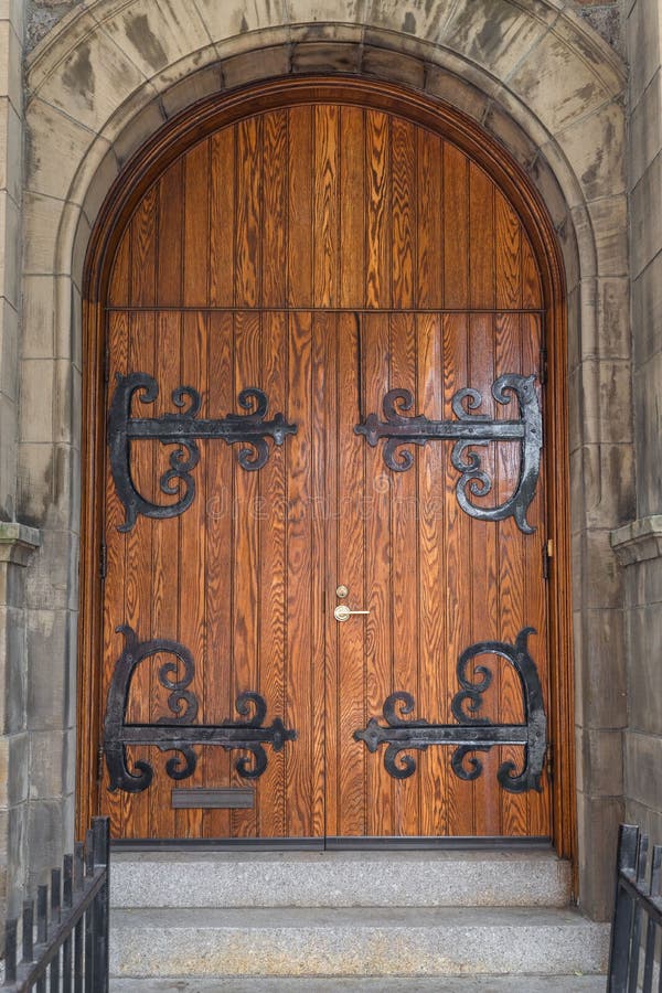 Old Wooden Door on an Old Church Stock Photo - Image of front ...